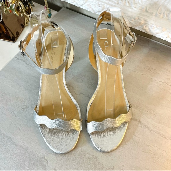 CL by Laundry | Shoes | Cl By Laundry Silver Scalloped Block Heel ...